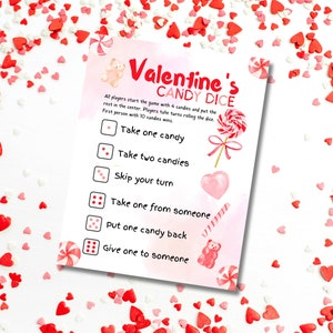 Valentines Day Candy Dice Game, Printable Valentines Day Game for Kids ...