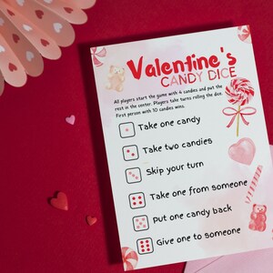 Valentines Day Candy Dice Game, Printable Valentines Day Game for Kids ...