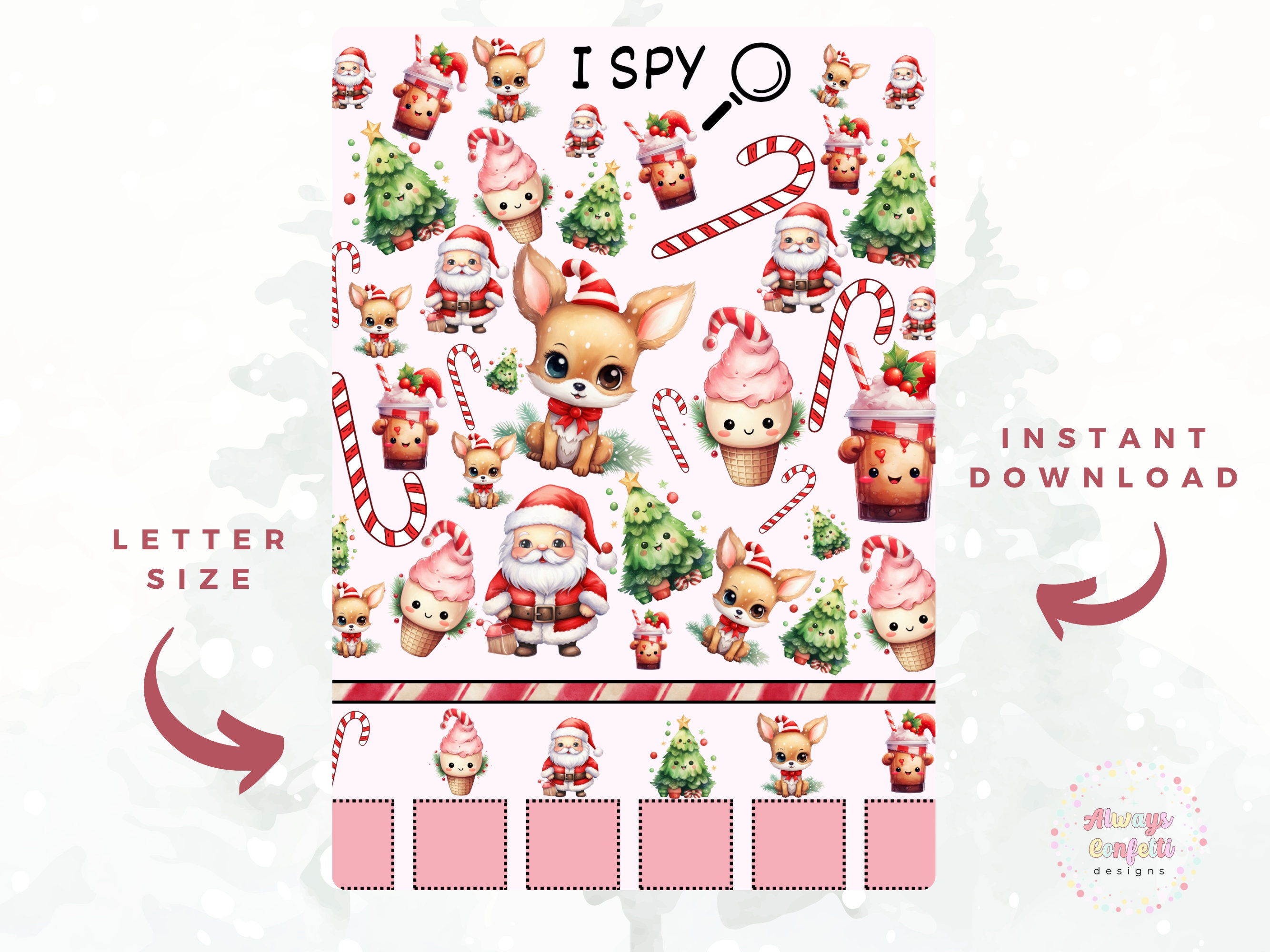 I Spy Game Printable Christmas, I Spy Activity for Kids, Cute Coloring ...
