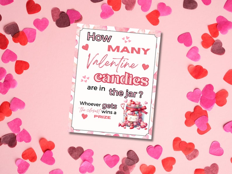 Valentines Candy Guessing Game, How Many Candies Are in the Jar Game ...