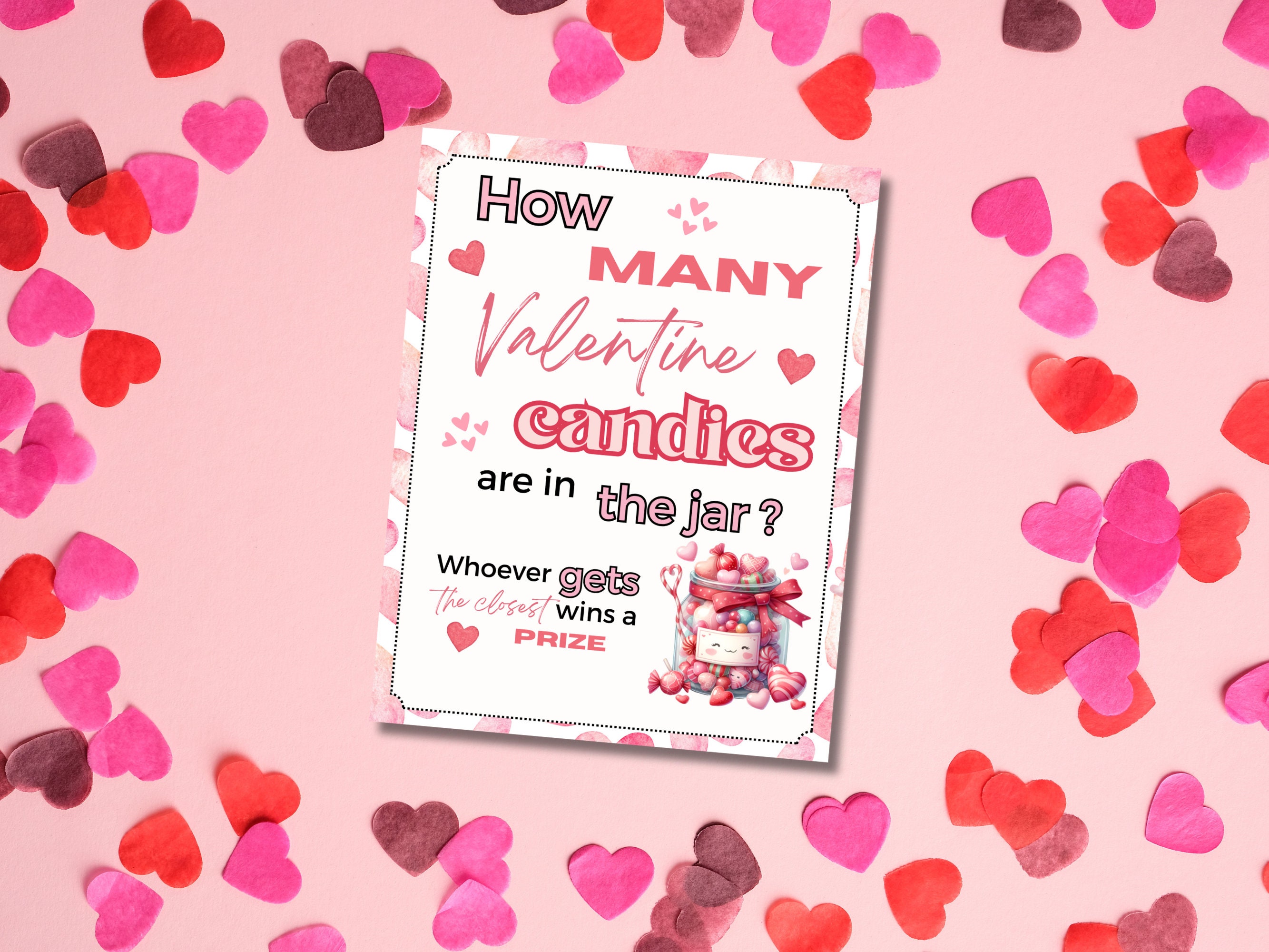 Valentines Candy Guessing Game, How Many Candies Are in the Jar Game ...