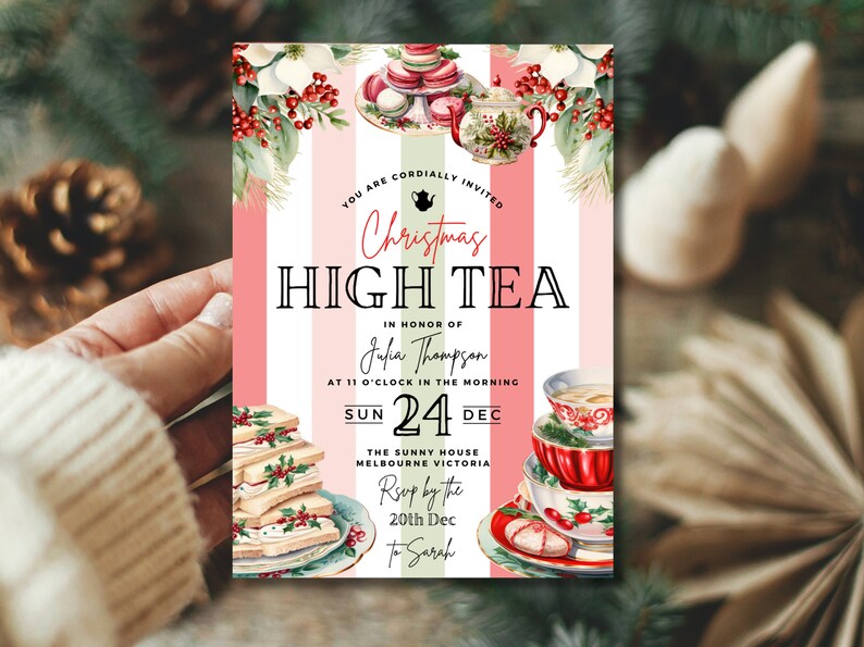 Christmas High Tea Party Invitation Christmas Party Invite Tea Par-tea ...