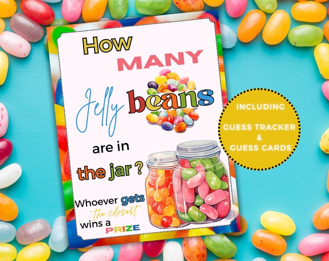 Printable Jelly Bean Guessing Game Sign and Cards | Guess How Many ...