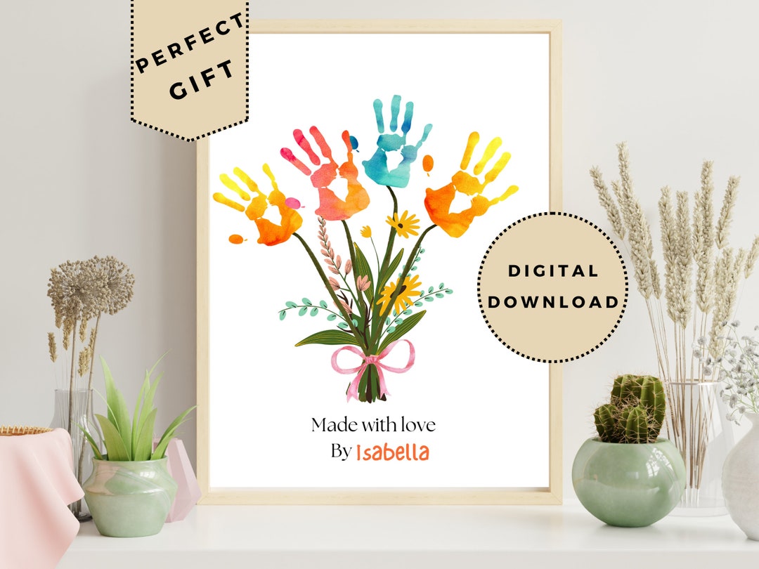 Handprint Flower Bouquet Art: Mother's Day Keepsake (digital Download ...