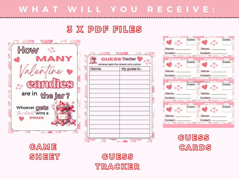 Valentines Candy Guessing Game, How Many Candies Are in the Jar Game ...