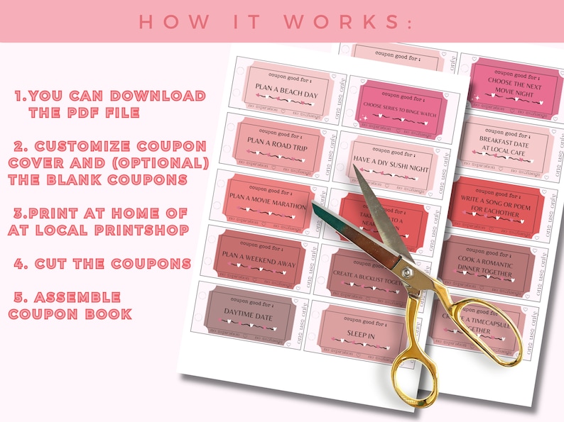 Love Coupon Book, Printable Coupon Book, Valentine's Day Gift, Last ...