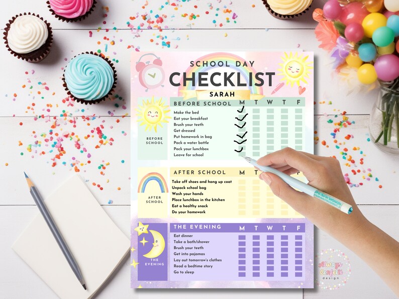 Kids School Day Checklist: ADHD Daily Routine Chart (printable) - Etsy