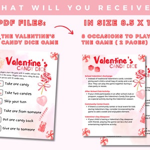 Valentines Day Candy Dice Game, Printable Valentines Day Game for Kids ...
