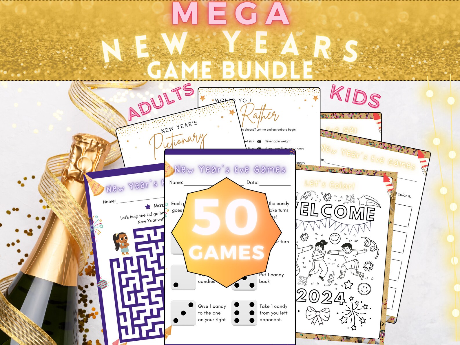 New Year's Games Mega Bundle for Kids and Adults, New Year's Eve Party ...