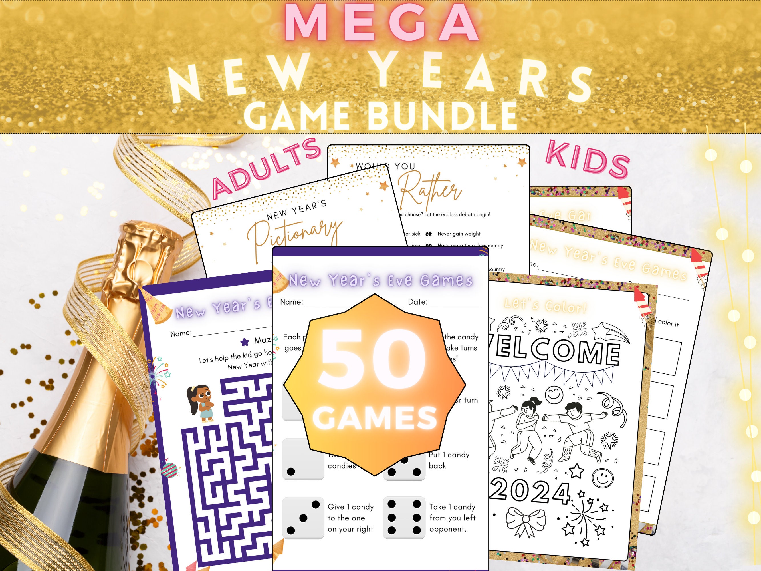 New Year's Games Mega Bundle for Kids and Adults, New Year's Eve Party ...