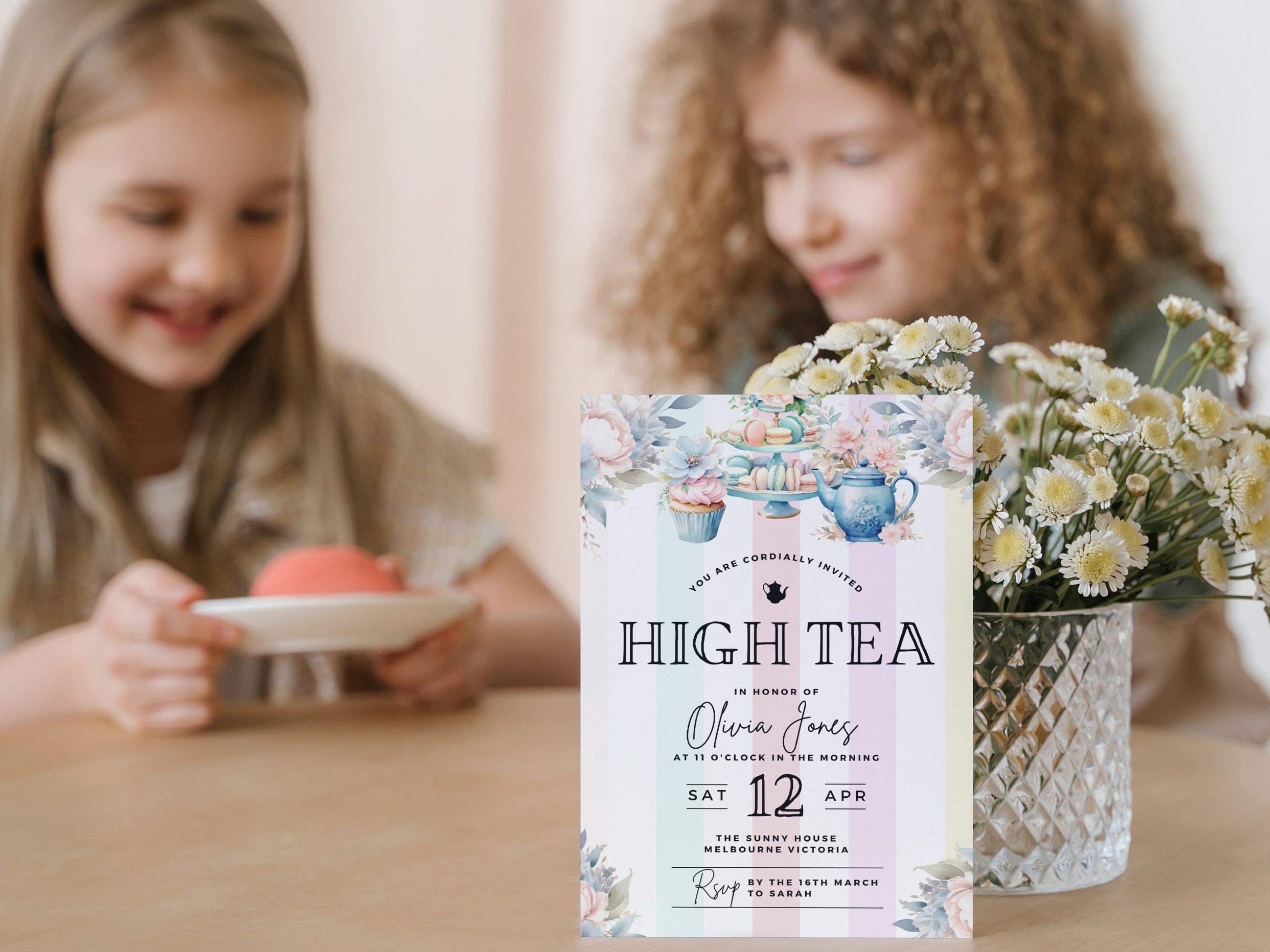 High Tea Party Invitation: Victorian Floral Garden (canva Template) - Etsy