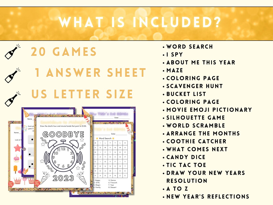 New Year's Games Mega Bundle for Kids and Adults, New Year's Eve Party ...