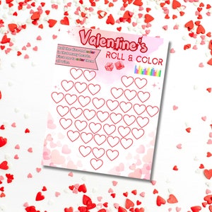 Valentines Day Game, Valentines Day Roll and Color Game, Valentines ...
