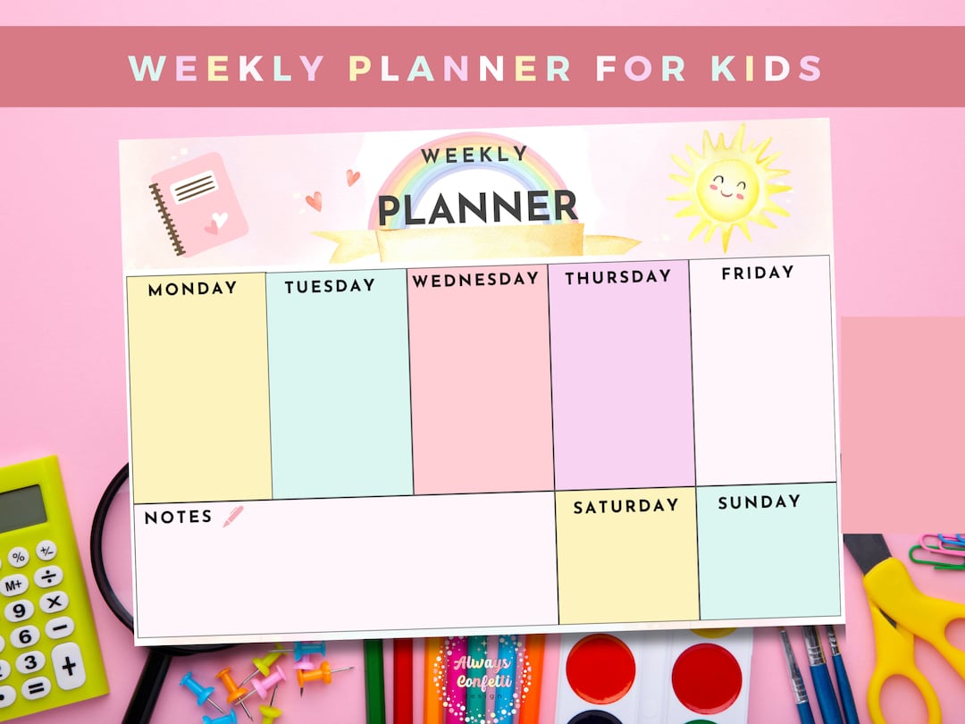 Weekly Planner for Kids, Printable Planner for Kids, Chorechart for ...