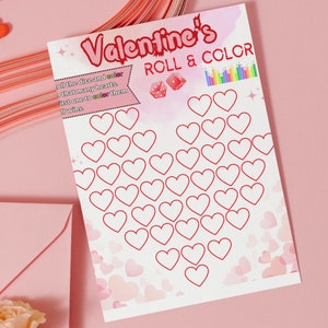 Valentines Day Game, Valentines Day Roll and Color Game, Valentines ...
