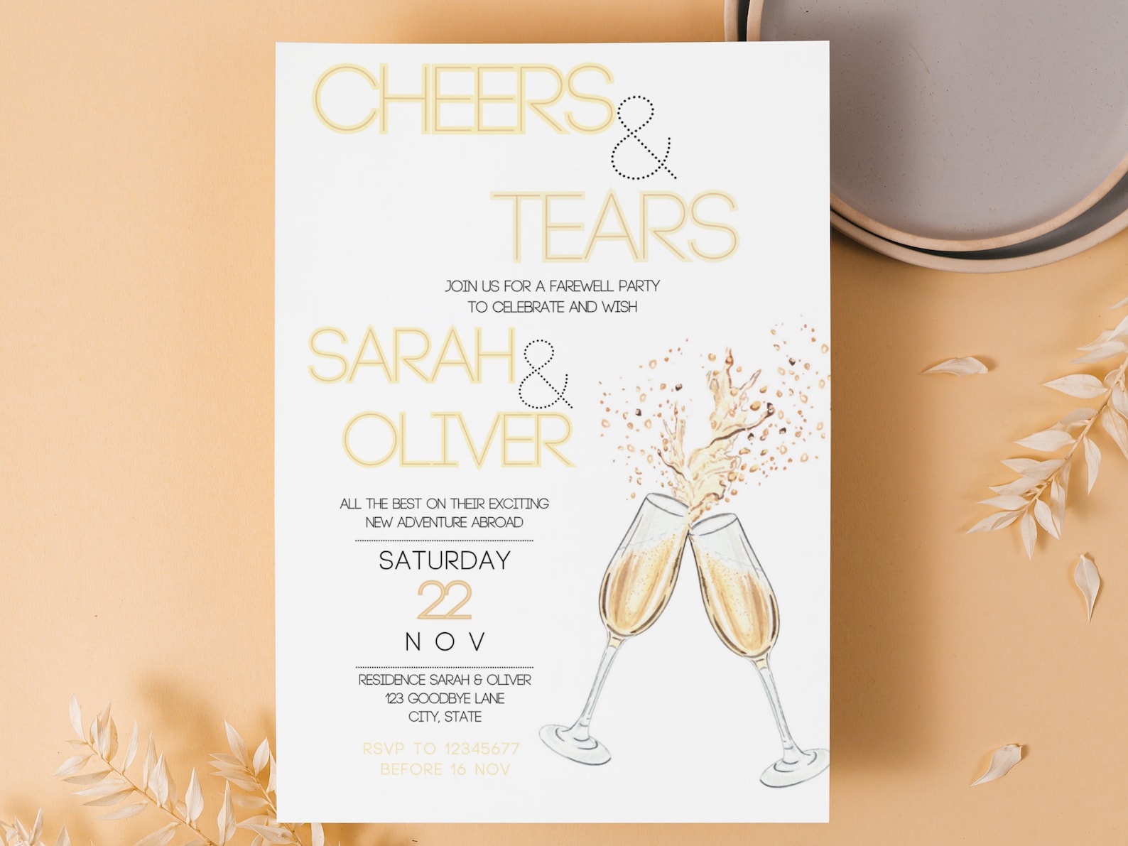Cheers and Tears Farewell Party Invitation: Editable Template (digital ...