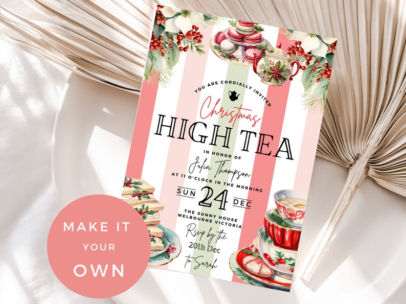 Christmas High Tea Party Invitation Christmas Party Invite Tea Par-tea ...