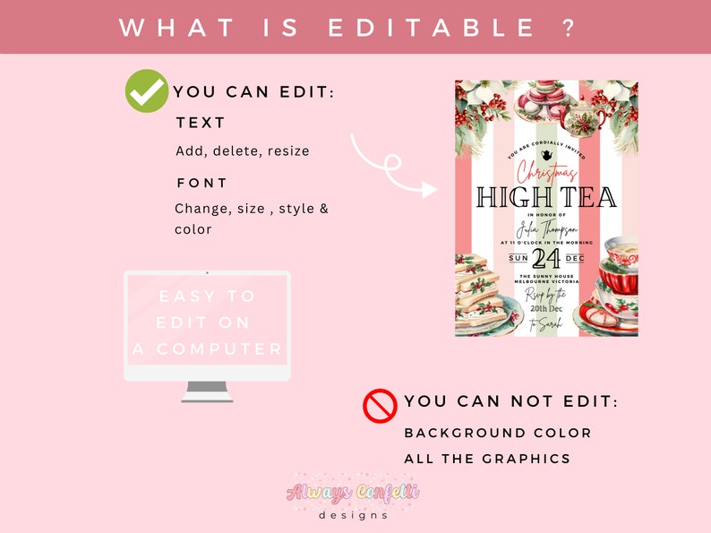 Christmas High Tea Party Invitation Christmas Party Invite Tea Par-tea ...