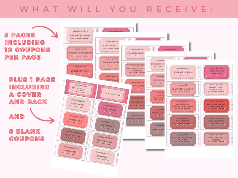 Love Coupon Book, Printable Coupon Book, Valentine's Day Gift, Last ...