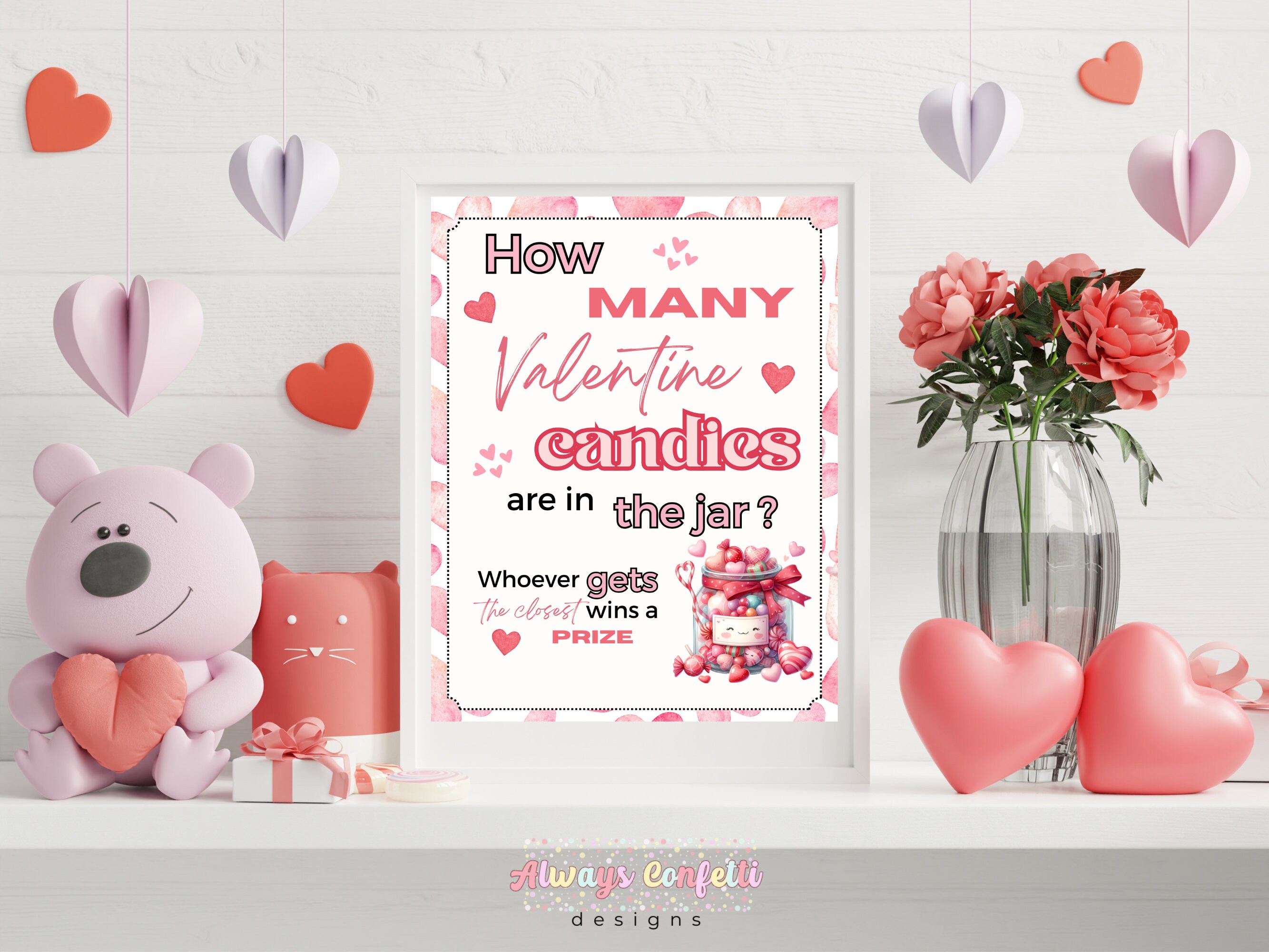 Valentines Candy Guessing Game, How Many Candies Are in the Jar Game ...