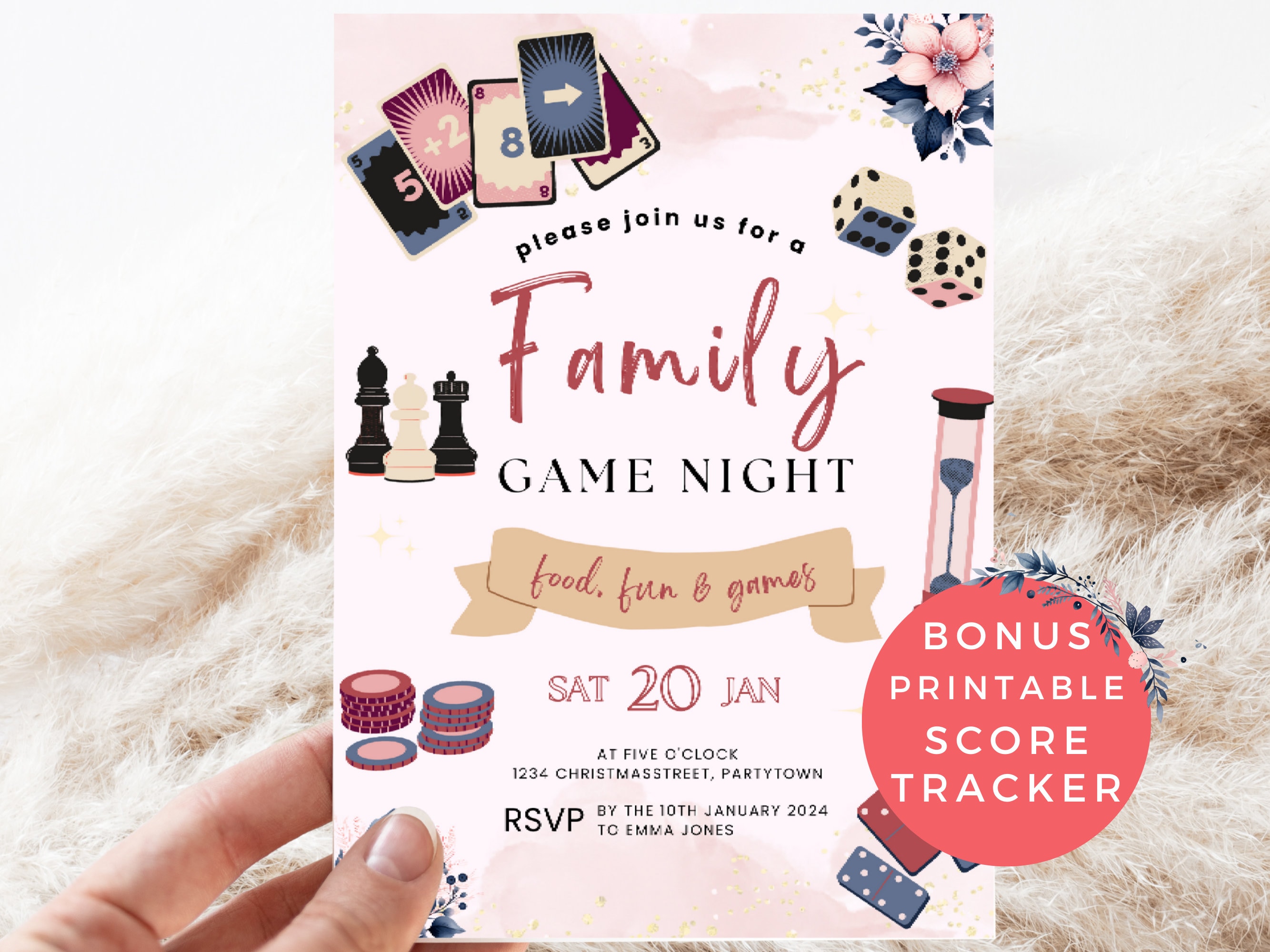 Family Game Night Invitation, Game Night Invite, Family Friends Game ...