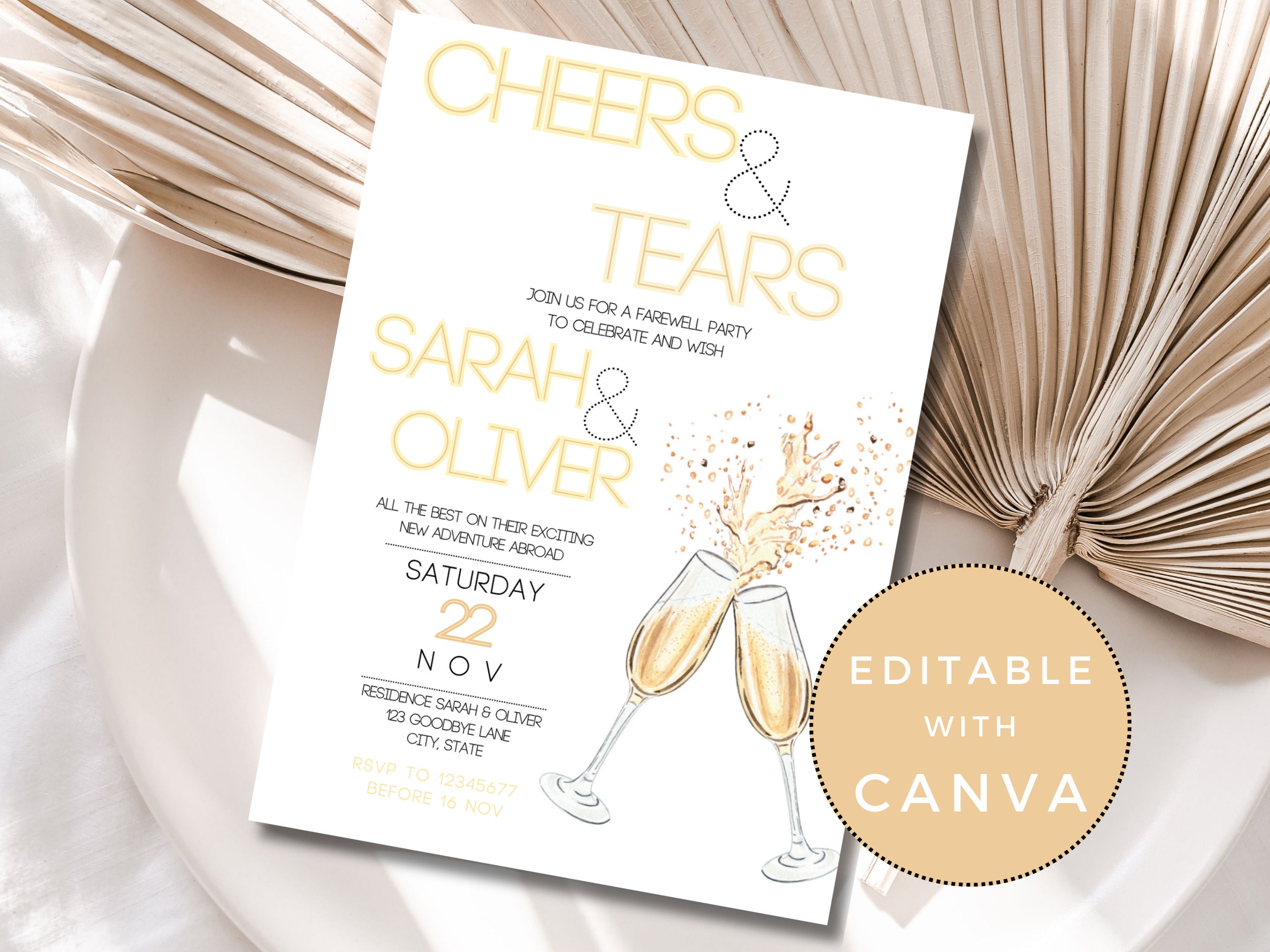 Going Away Party Invitation, Editable Cheers and Tears Farewell Party ...