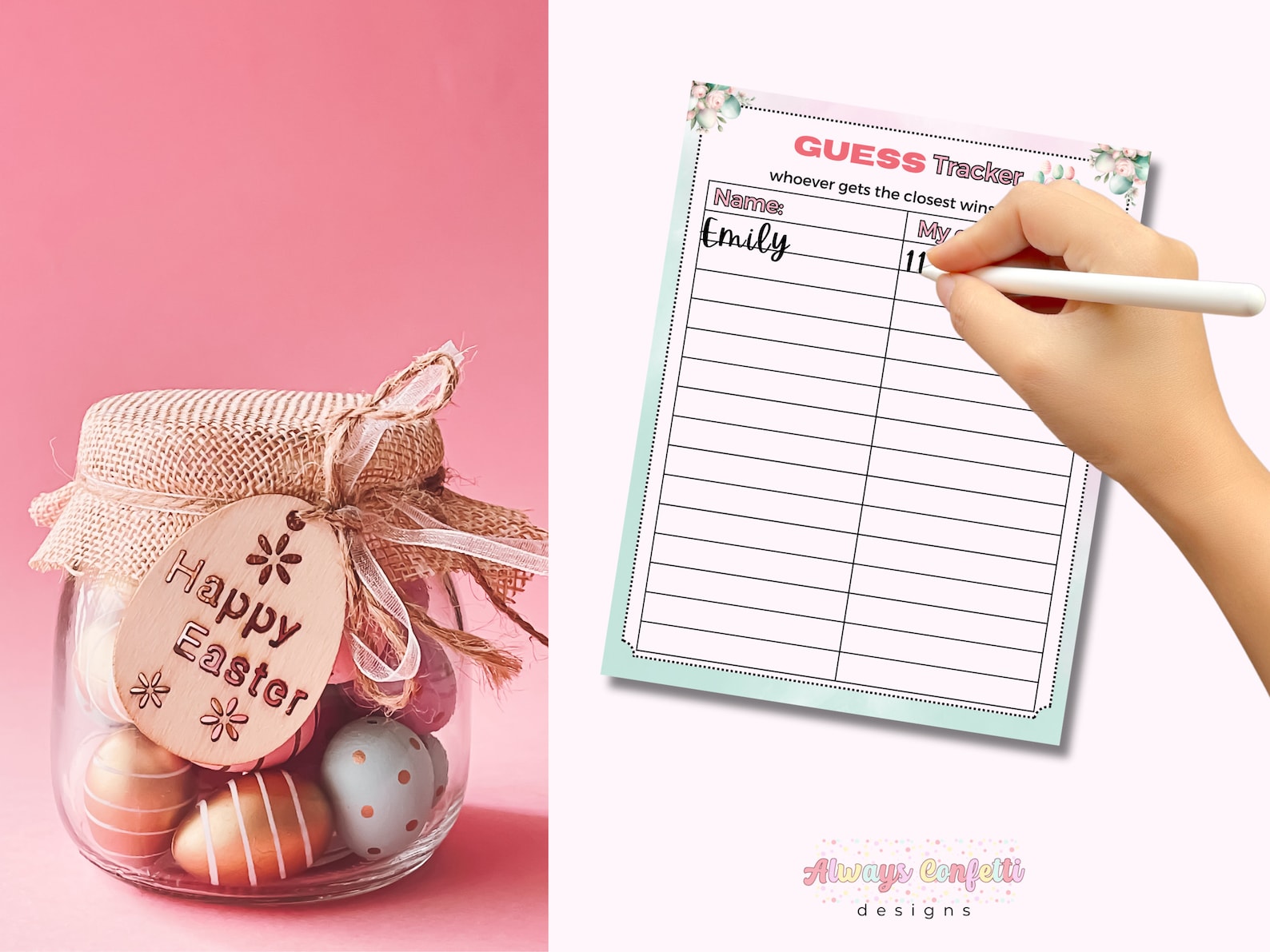 Easter Eggs Guessing Game, How Many Easter Eggs Are in the Jar, Guess ...