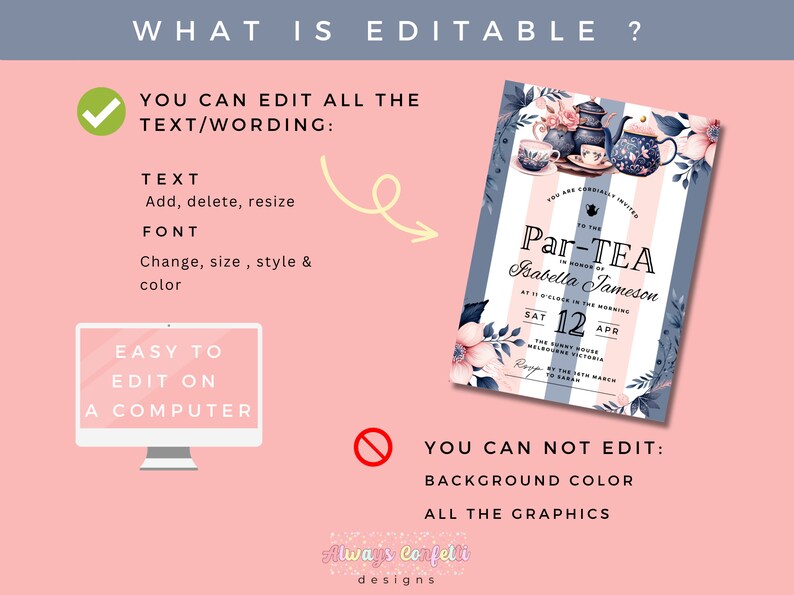 High Tea Party Invitation, English Par-tea, Tea Party Invitation for ...