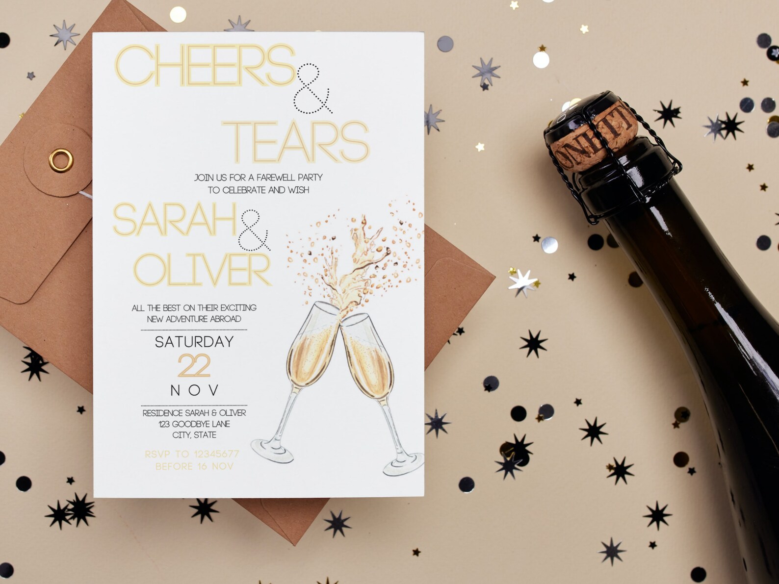 Cheers and Tears Farewell Party Invitation: Editable Template (digital ...
