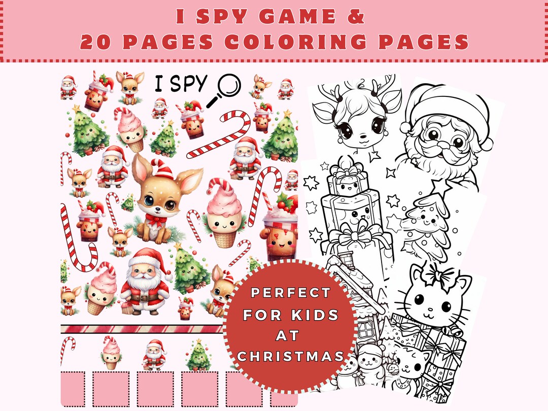 I Spy Game Printable Christmas, I Spy Activity for Kids, Cute Coloring ...