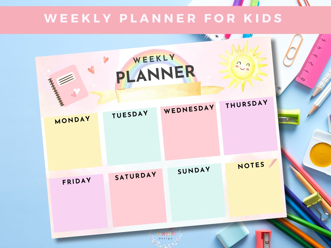 Weekly Planner for Kids Weekly Printable Planner Homeschool Weekly ...