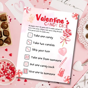 Valentines Day Candy Dice Game, Printable Valentines Day Game for Kids ...