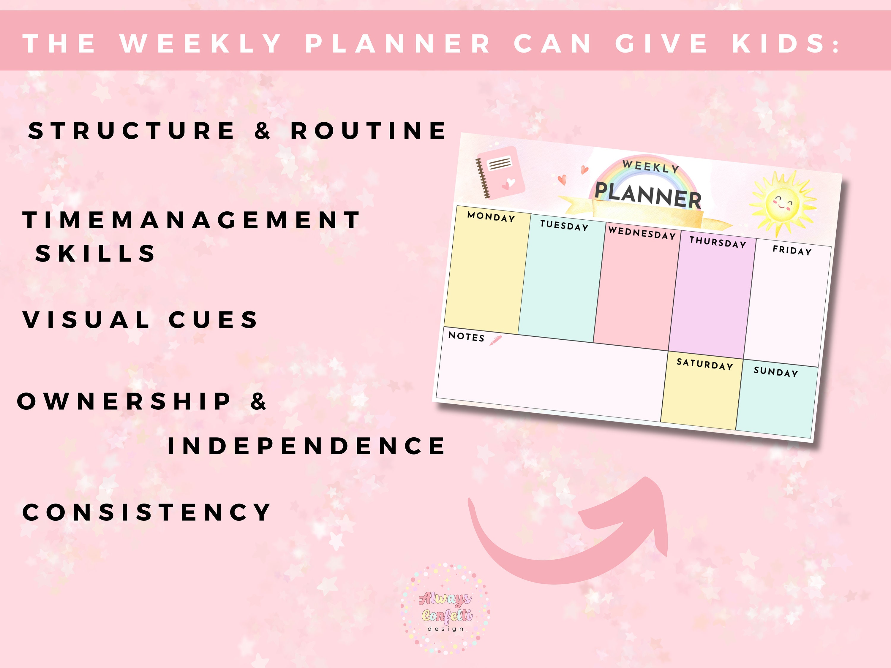 Weekly Planner for Kids, Printable Planner for Kids, Chorechart for ...