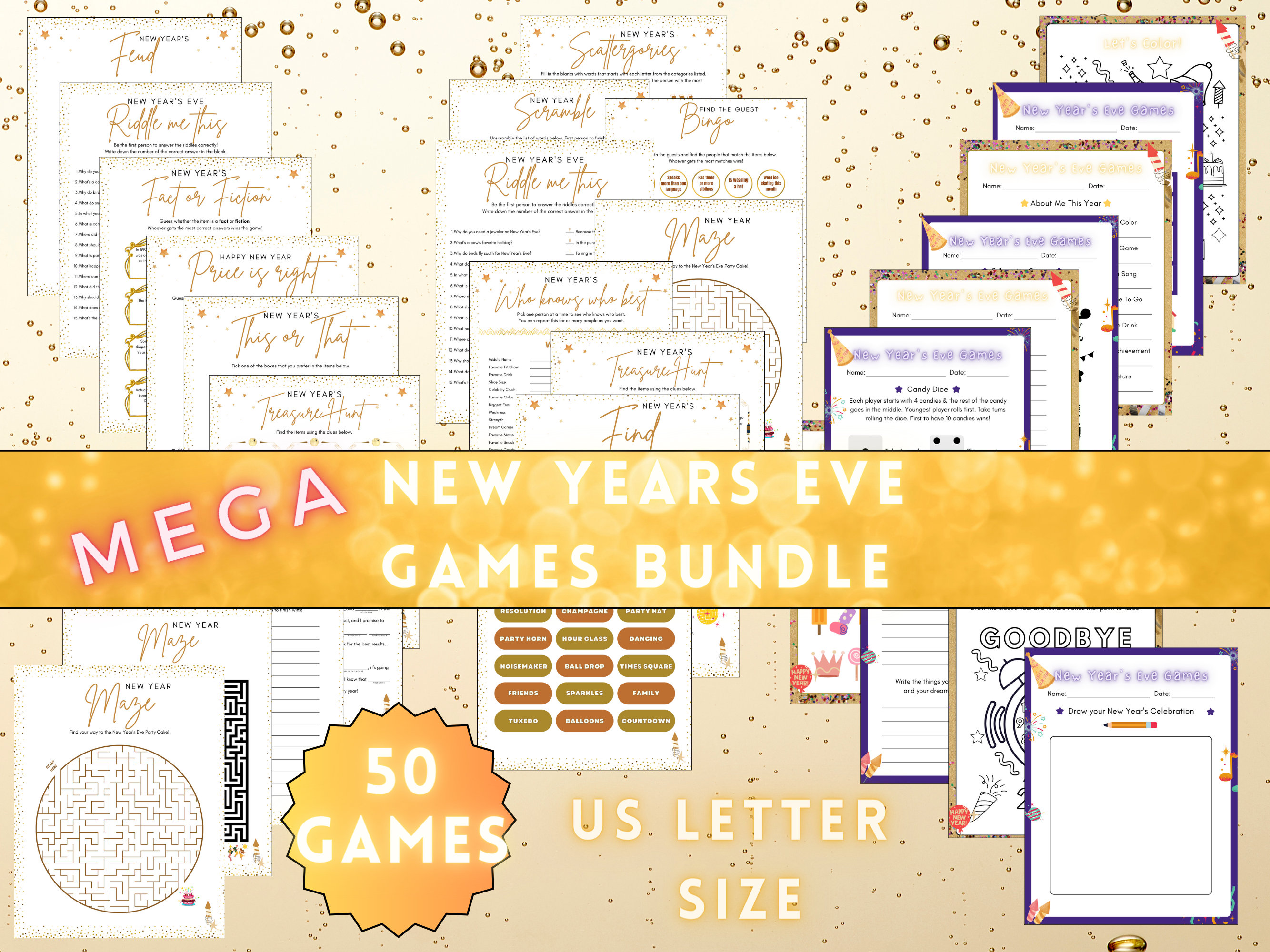 New Year's Games Mega Bundle for Kids and Adults, New Year's Eve Party ...