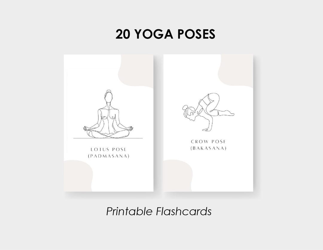 20 Printable Minimalist Yoga Pose Cards - Instant Download for Yoga ...