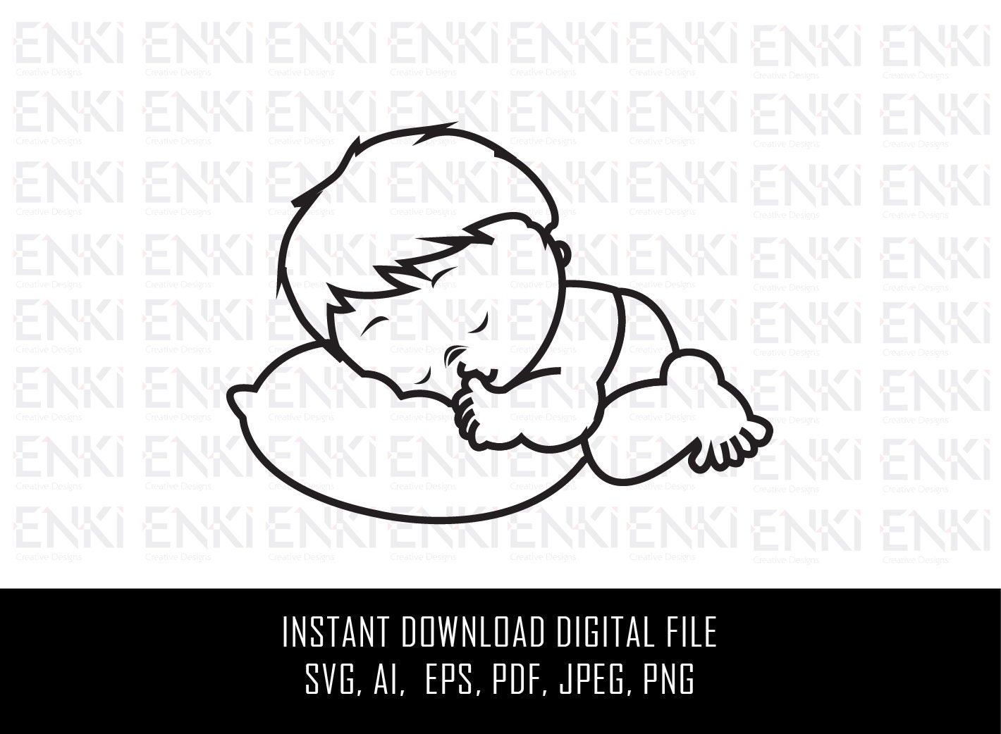 Sleeping Baby Silhouette Svg Eps Png AI Jpeg File - Etsy