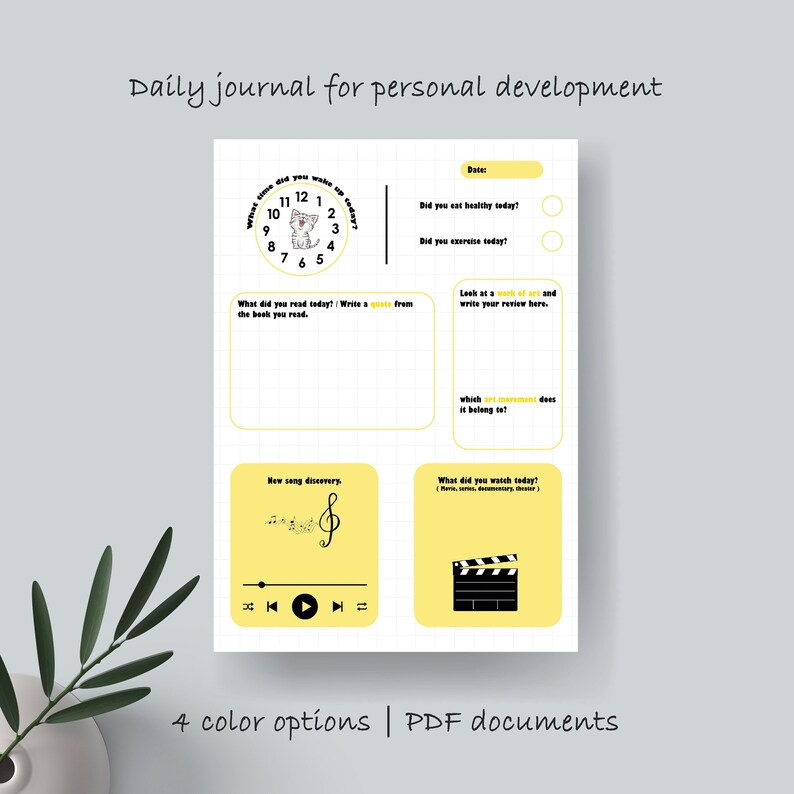 Daily Personal Development Journal Printable PDF 8.5 X 11 Inches Set of ...