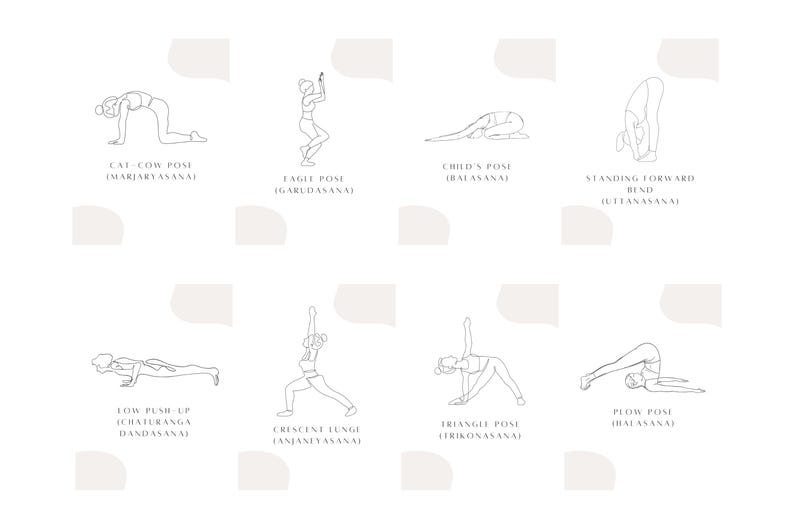 20 Printable Minimalist Yoga Pose Cards - Instant Download for Yoga ...