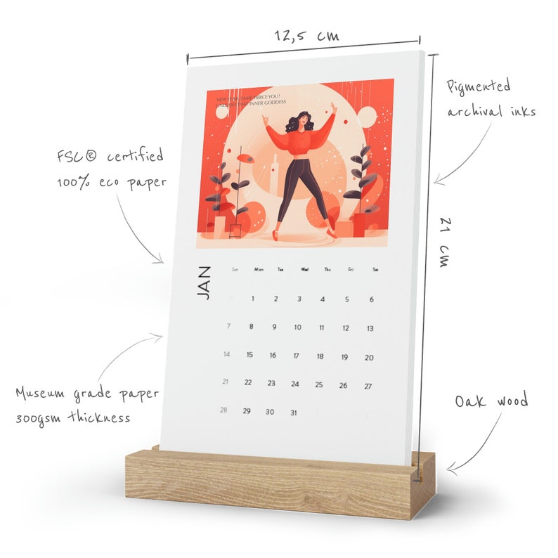2024 Female Motivation Desk Calendar, Self Love Art, Illustrated 12 ...