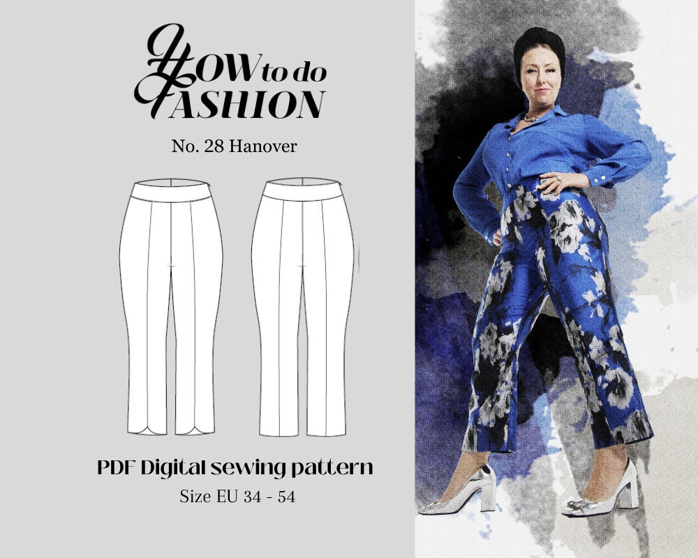 No. 28 Hanover Sewing Pattern Slim Pants With Hemline Detail - Etsy