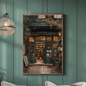 Vintage Style Bookstore Painting Poster Print Poster Book Lover Gift ...
