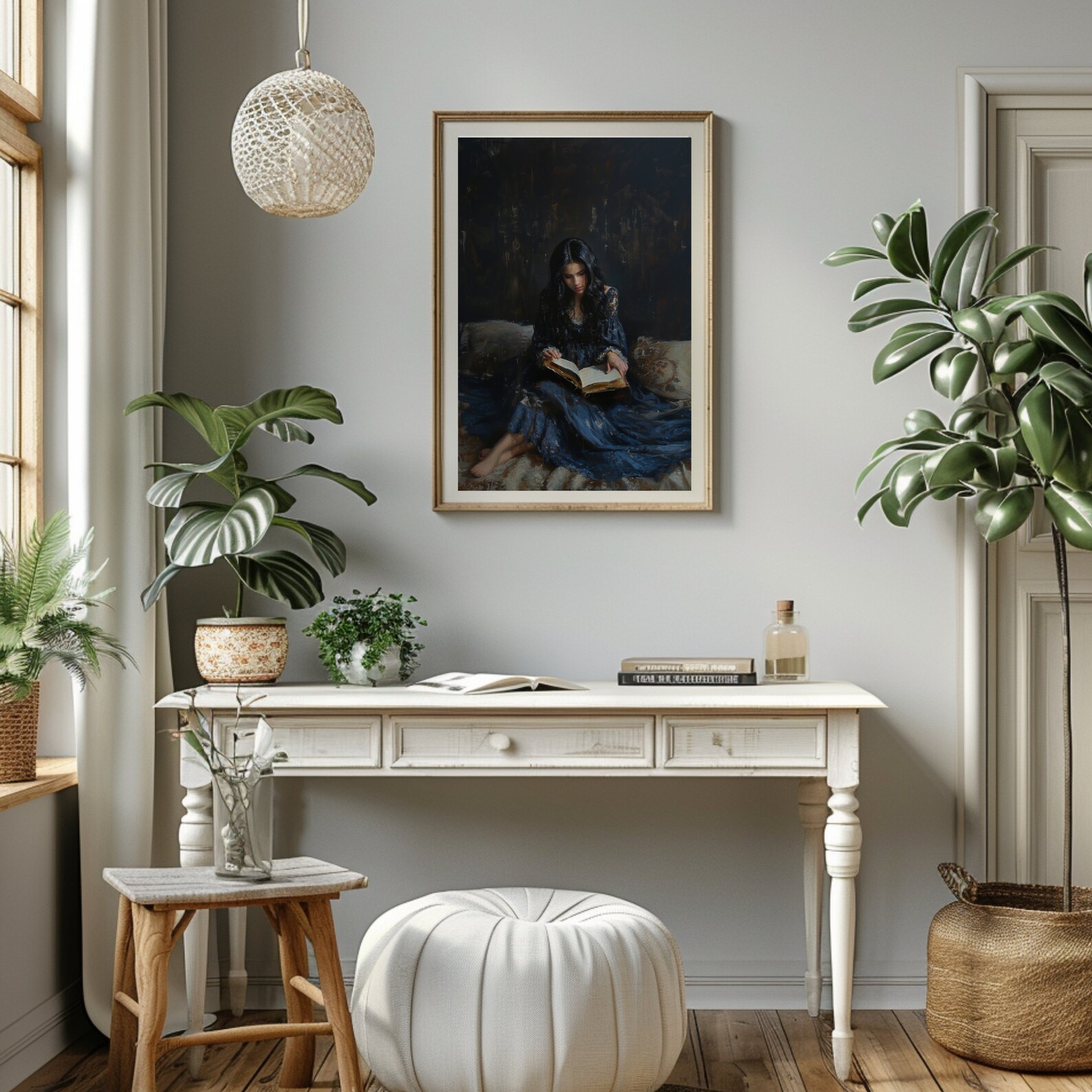 Dark Academia Poster Reading Woman Art Print Vintage Style Wall Decor ...