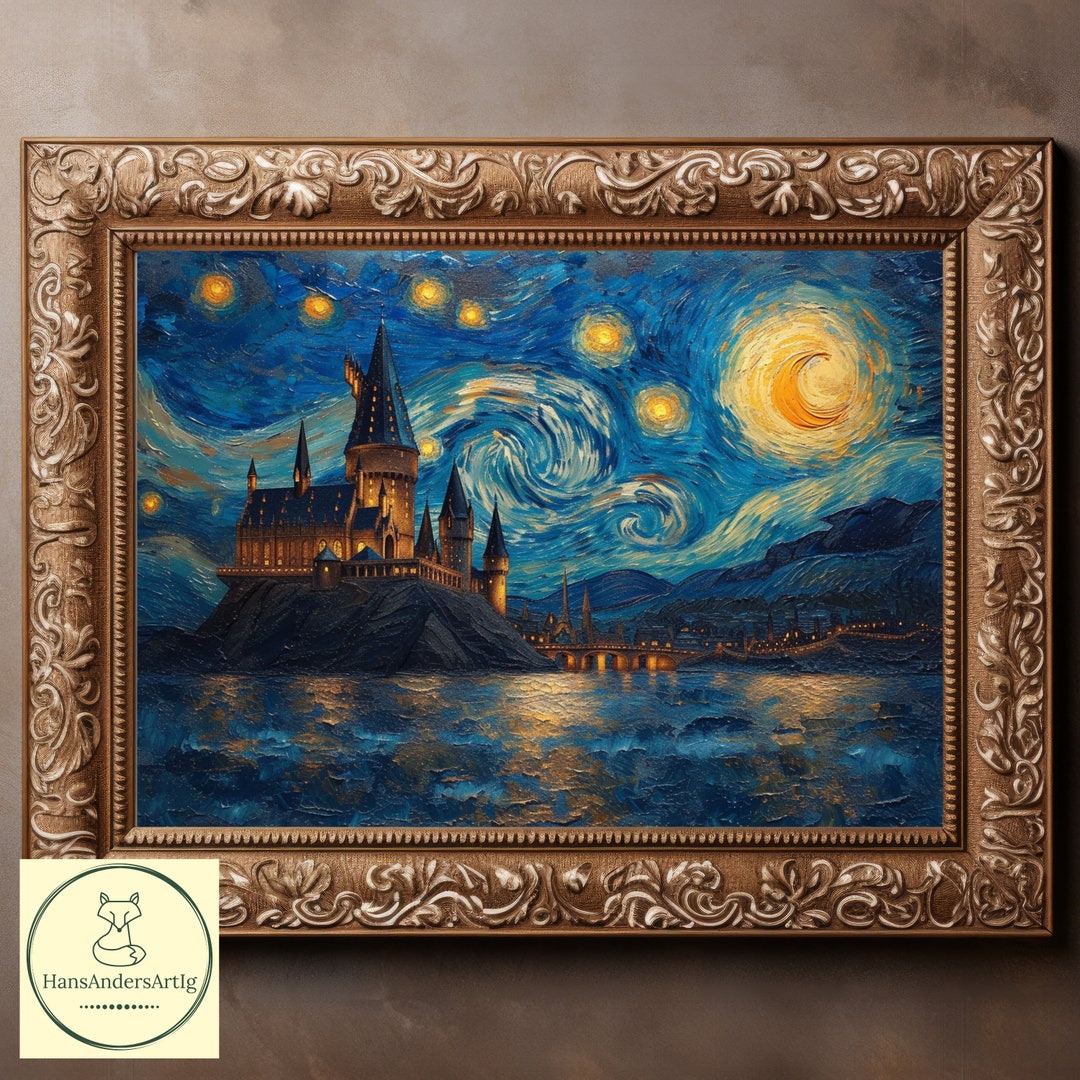 Magic Castle Poster Van Gogh Style Vintage Inspired Art Print Wizard ...