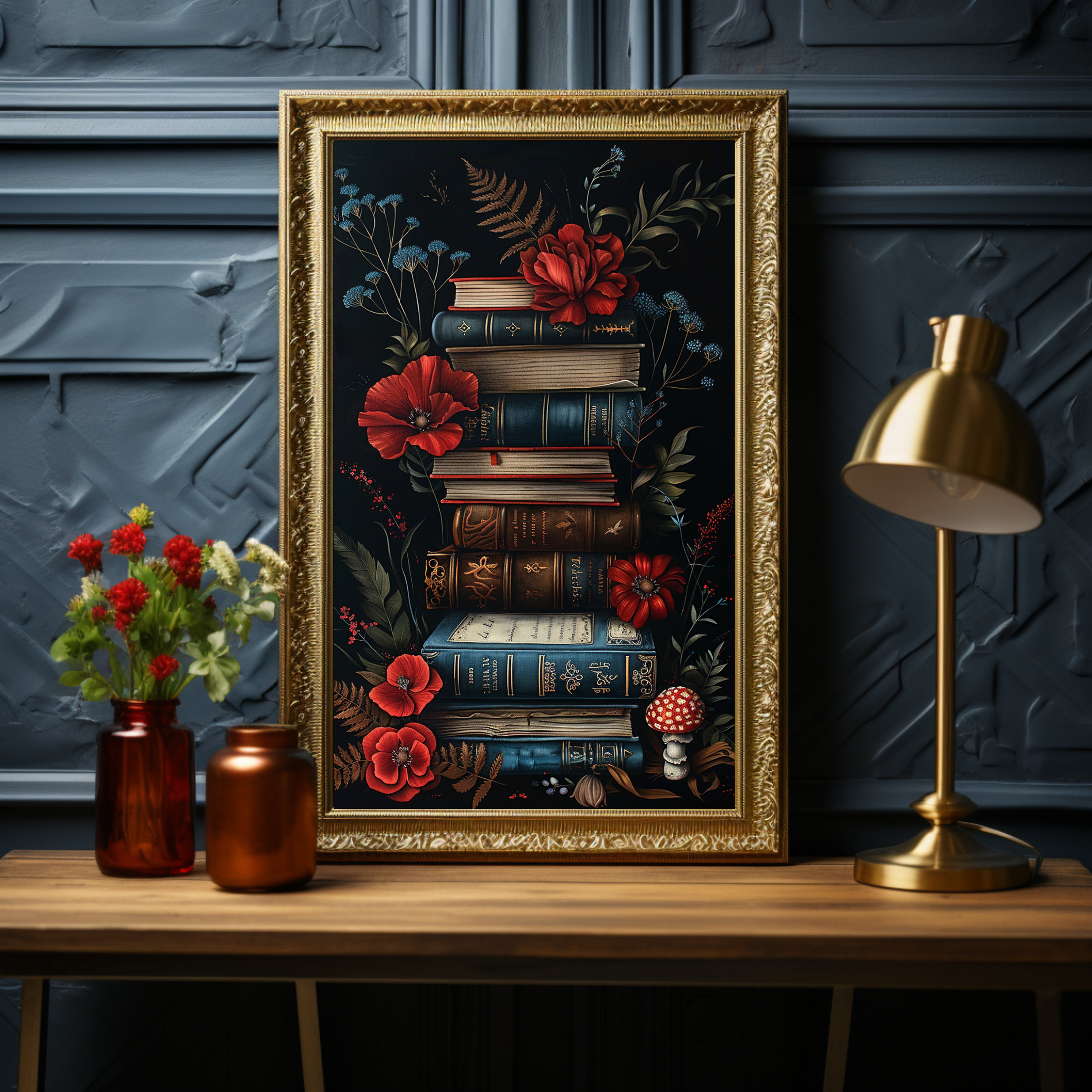 Vintage Inspired Dark Academia Poster Floral Wallart Dark Cottagecore ...