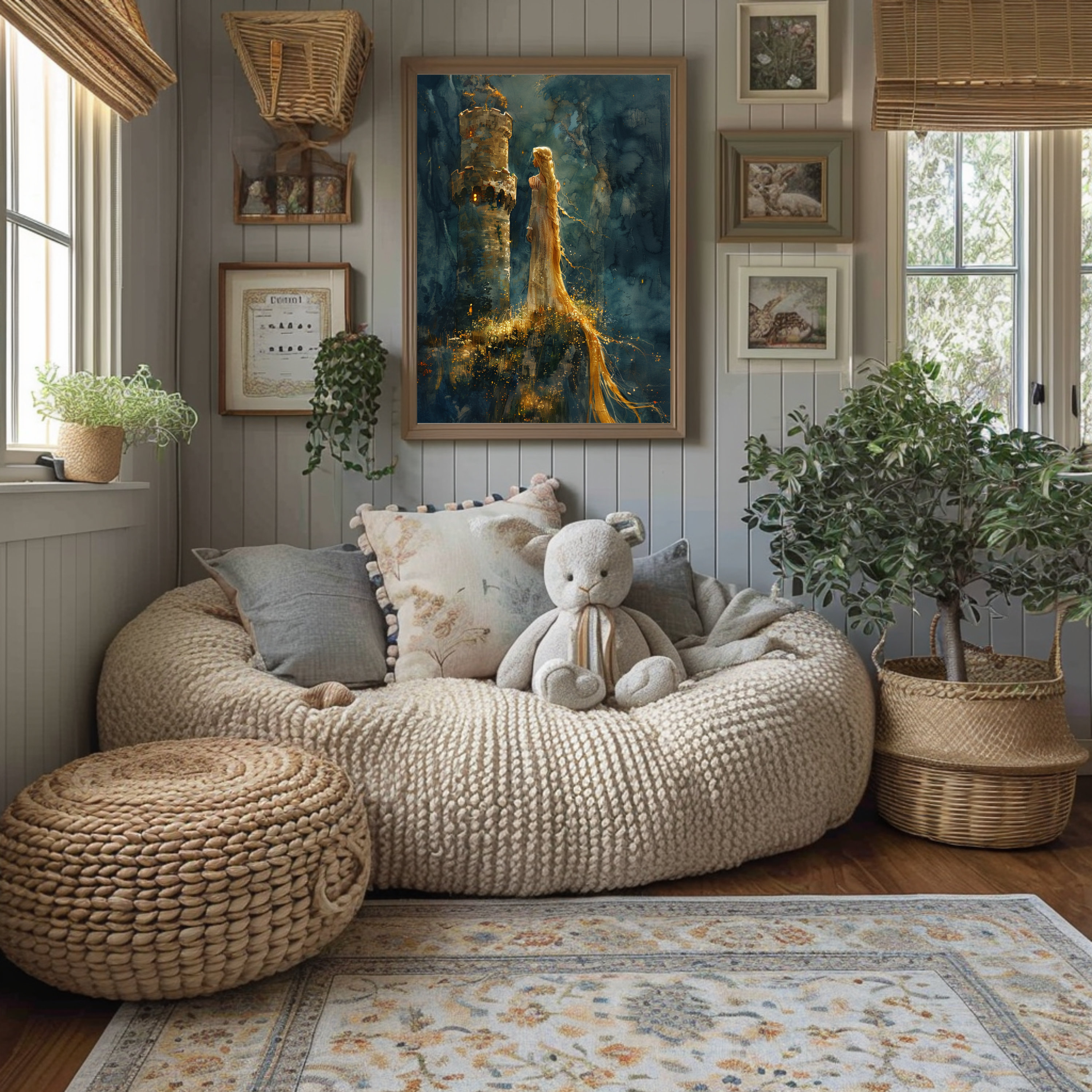 Poster Rapunzel Wall Decor Fairy Tale Brothers Grimm Art Print Princess ...