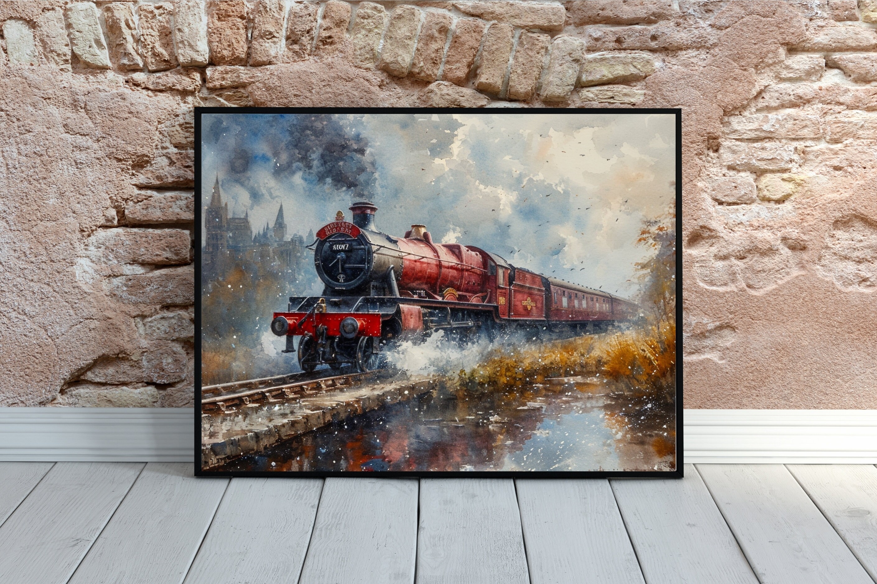 Art Print Magic Train Poster Steam Train Wall Decor Wizard School Dark ...