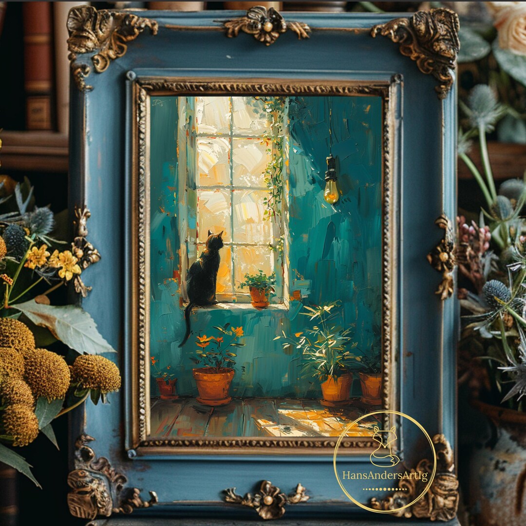 Poster for Cat Lover Wall Art Black Cat Lady Dark Cottagecore Vibe ...