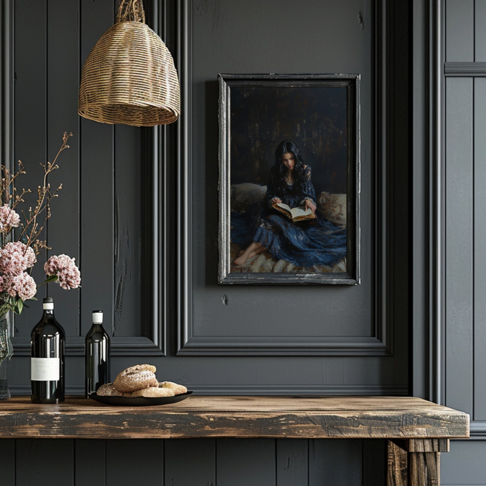 Dark Academia Poster Reading Woman Art Print Vintage Style Wall Decor ...