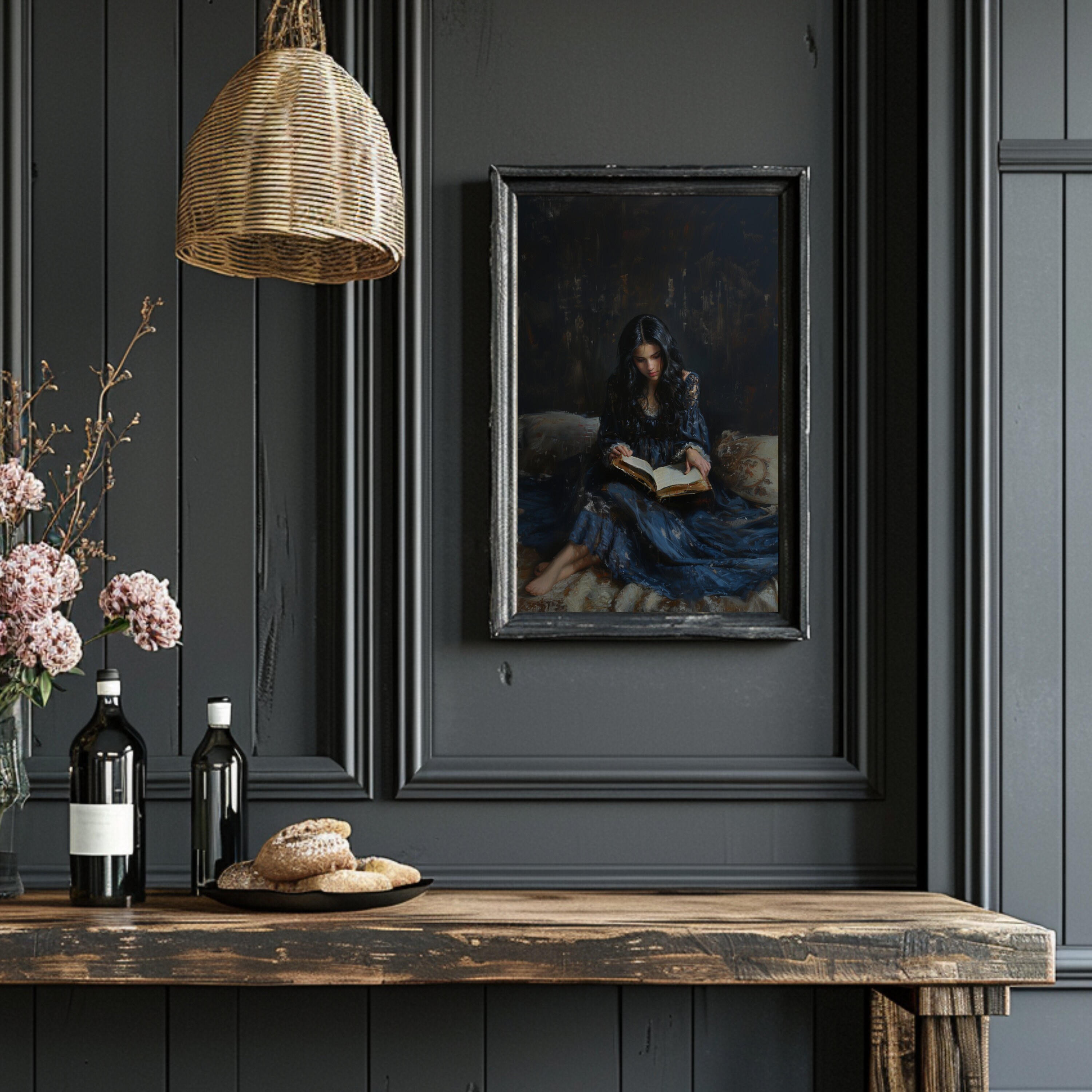 Dark Academia Poster Reading Woman Art Print Vintage Style Wall Decor ...