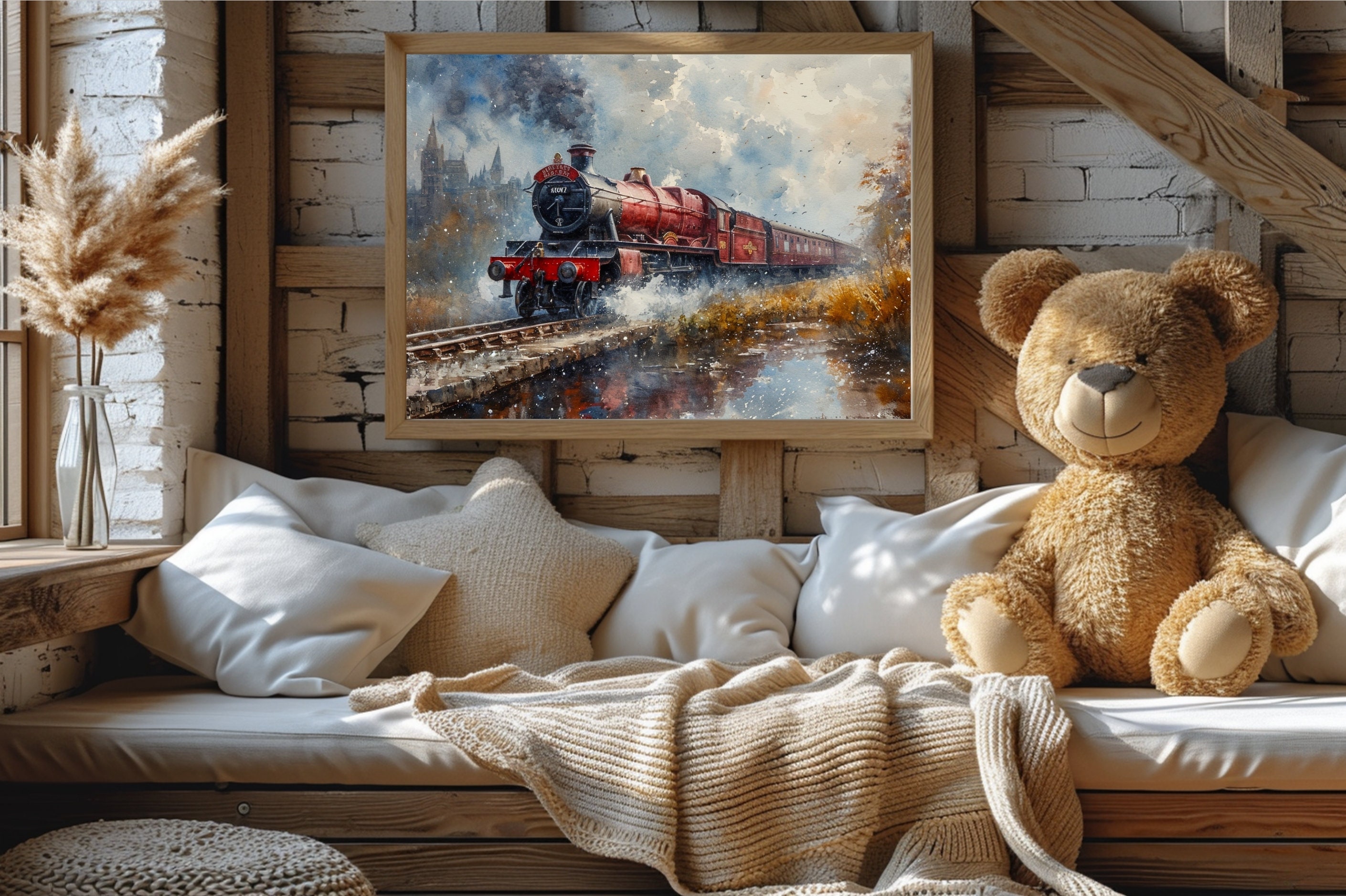 Art Print Magic Train Poster Steam Train Wall Decor Wizard School Dark ...